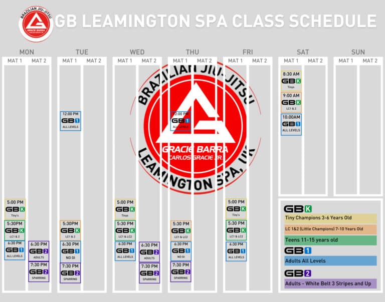 Our Schedule - Gracie Barra Leamington Spa